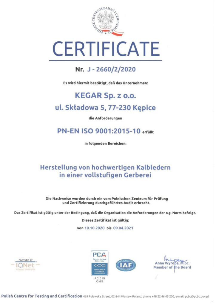 ISO 9001 2020 DE - Kegar